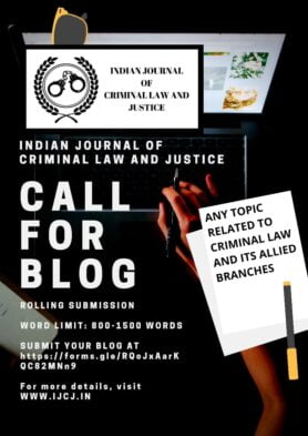 Call for Blogs | Indian Journal of Criminal Law & Justice. - Legally ...