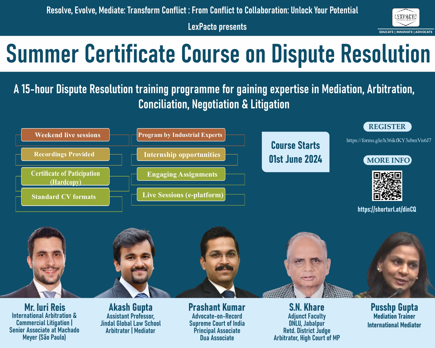 Summer Certificate Course on Dispute Resolution by LexPacto | Mode ...