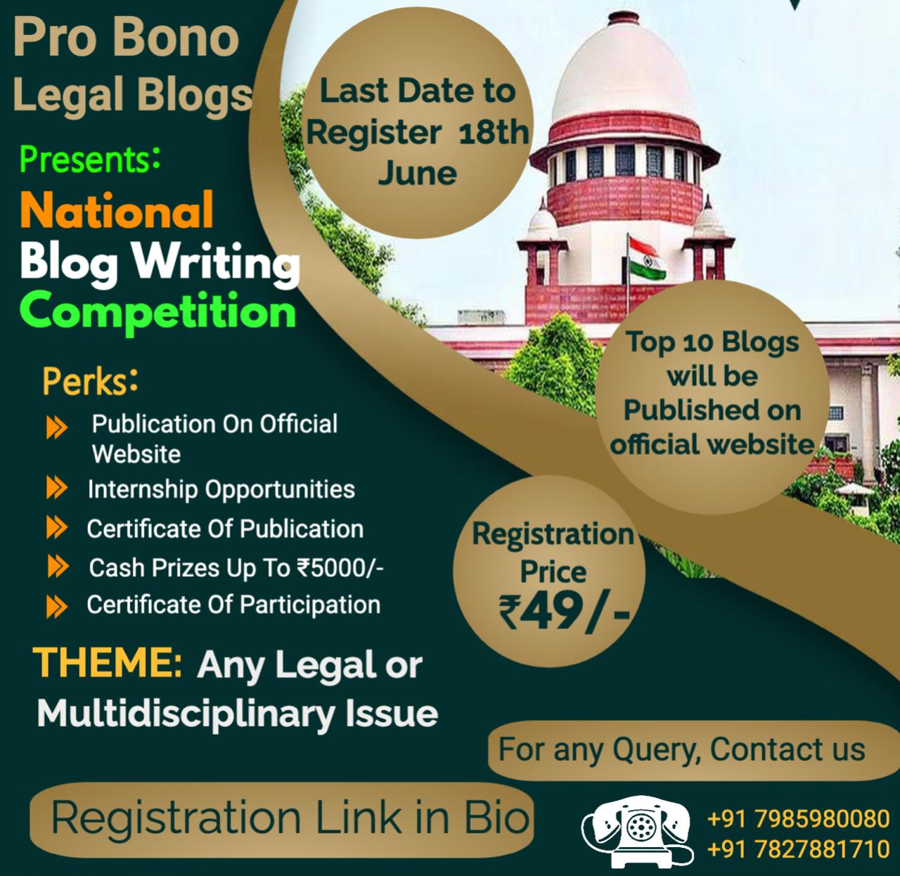 National Blog Writing Competition by Pro Bono Legal Blogs: Any Legal or ...