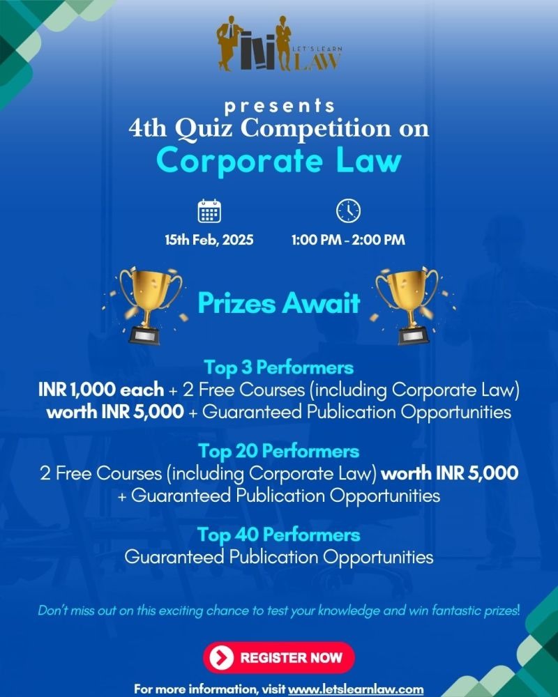 Quiz on Corporate Law by Lets Learn Law (LLL): Register by 14th Feb ...